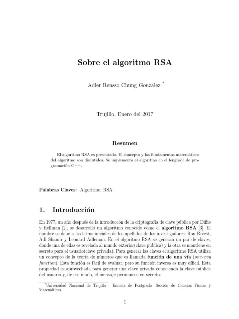 Sobre El Algoritmo Rsa | PDF | Clave (criptografía) | Número primo