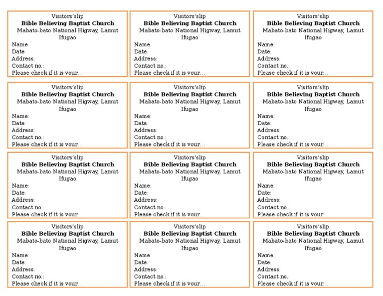 Visitors Slip | PDF | Protestant Denominational Families | Protestantism