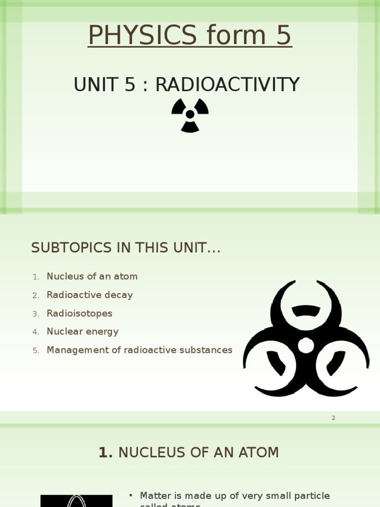 Radioactivity Form 5 Guide | PDF | Radionuclide | Radioactive Decay