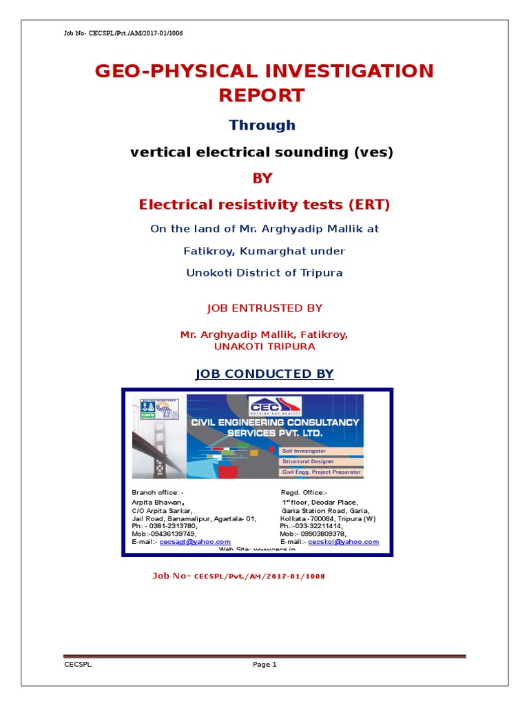 Report On ERT | Download Free PDF | Electrical Resistivity And ...