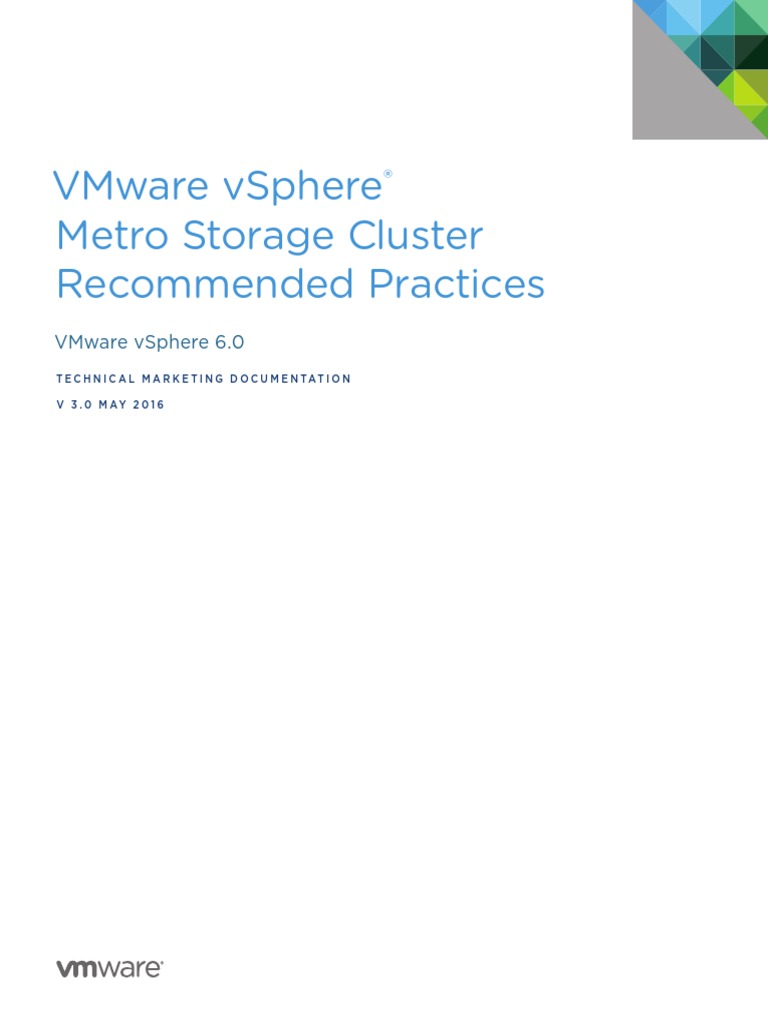 Vmware Vsphere Metro Storage Cluster Recommended Practices | PDF | Computer Cluster | Computer ...