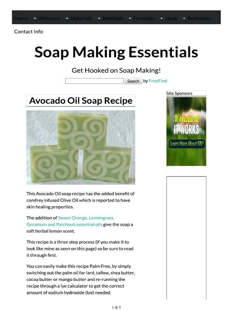 Avocado Oil Soap Recipe Pdf