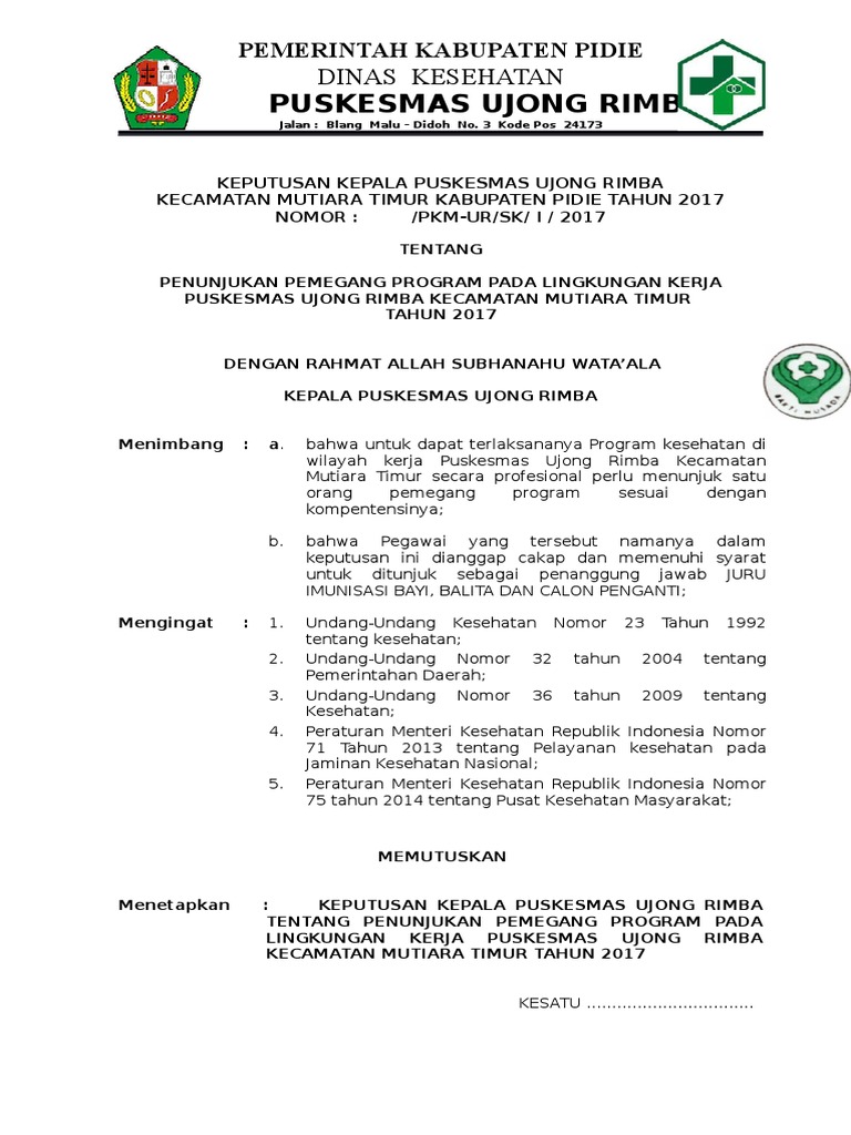 SK Pemegang Program Promkes........ Ok | PDF