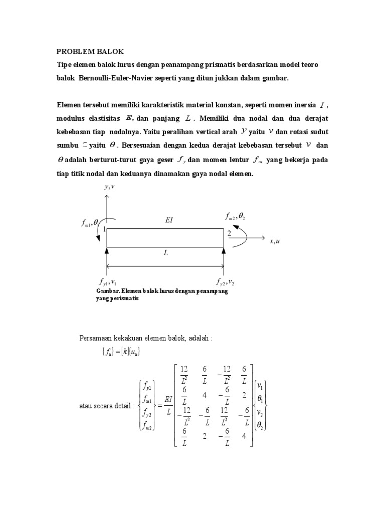 Analisis Elemen Balok Lurus | PDF