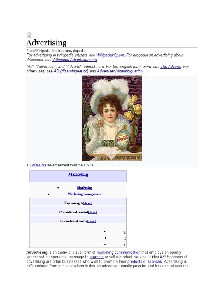 Advertising: Wikipedia:Spam Wikipedia:Advertisements The Adverts AD ...