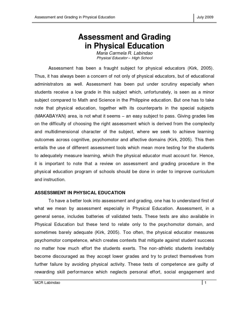 Grading Practices in Physical Education | PDF | Physical Education ...