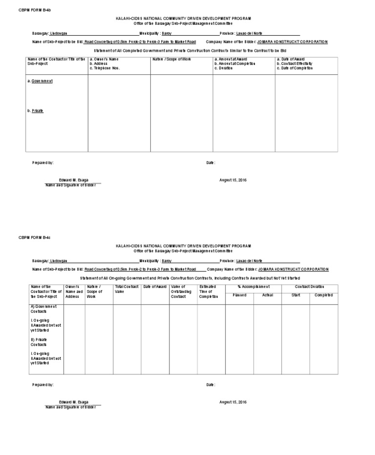 CBPM Form B-4b and B-4c | PDF | Business