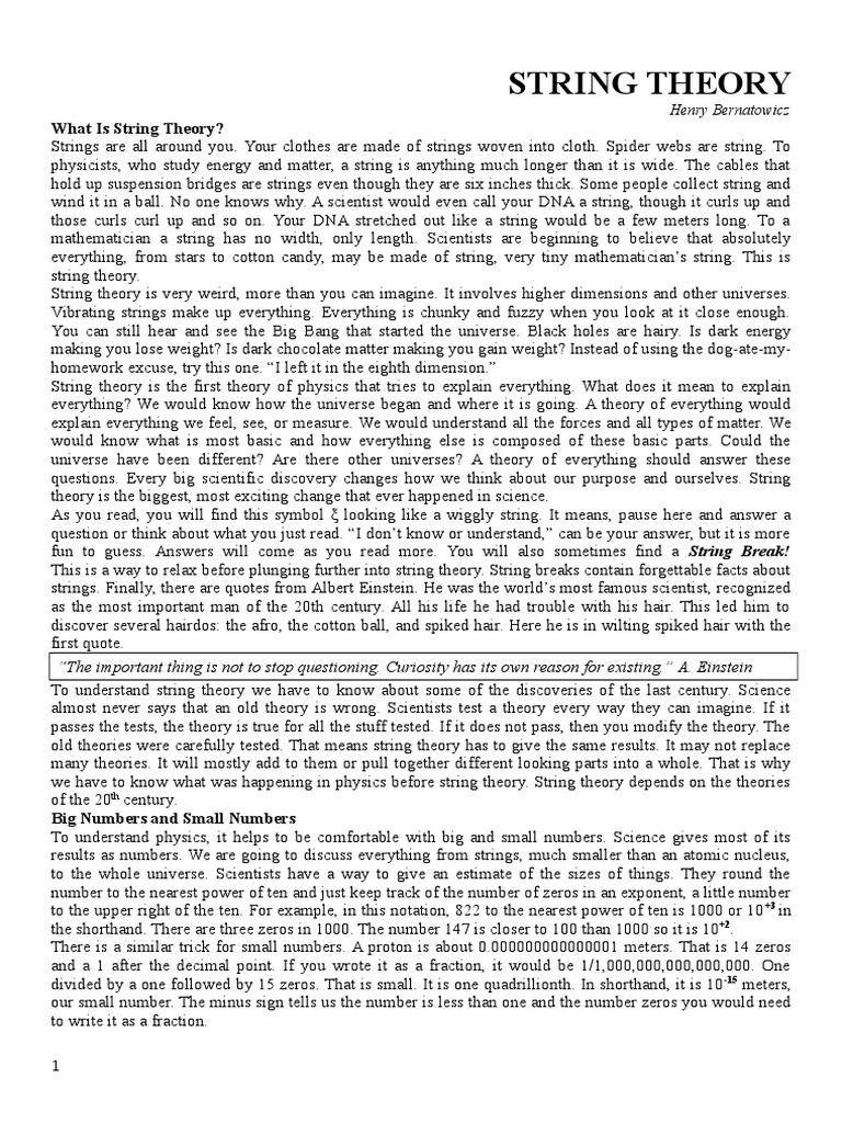 What Is String Theory? | PDF | Gravity | Force