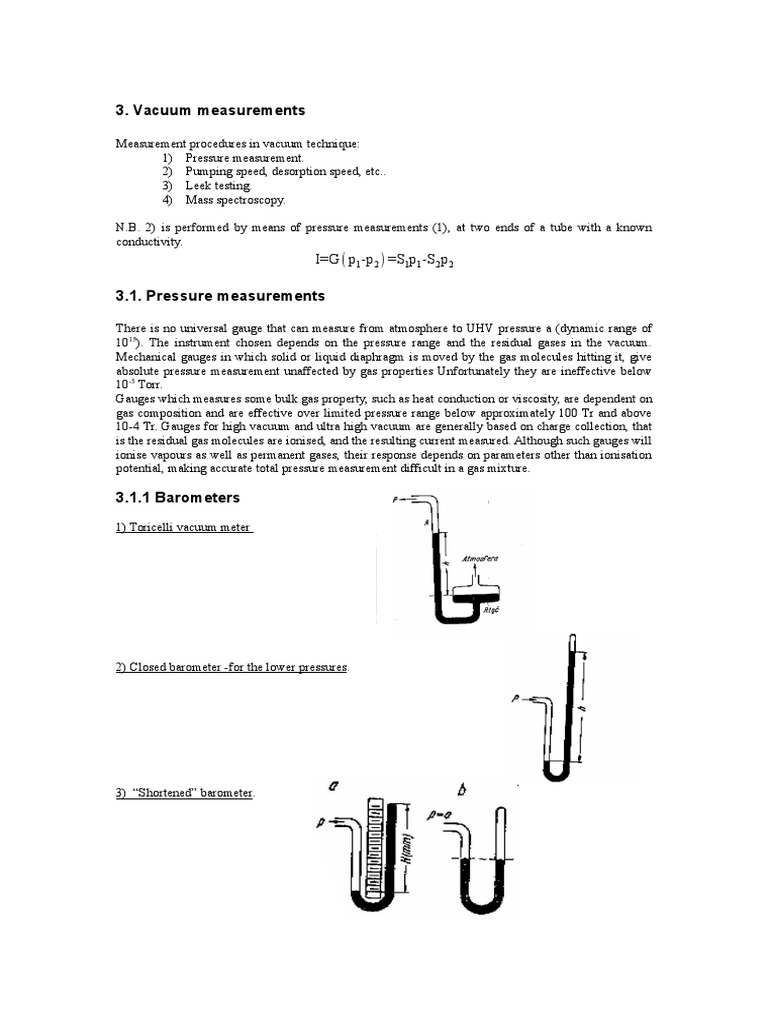 1 3 Vacuum Measurement | Download Free PDF | Pressure Measurement | Vacuum