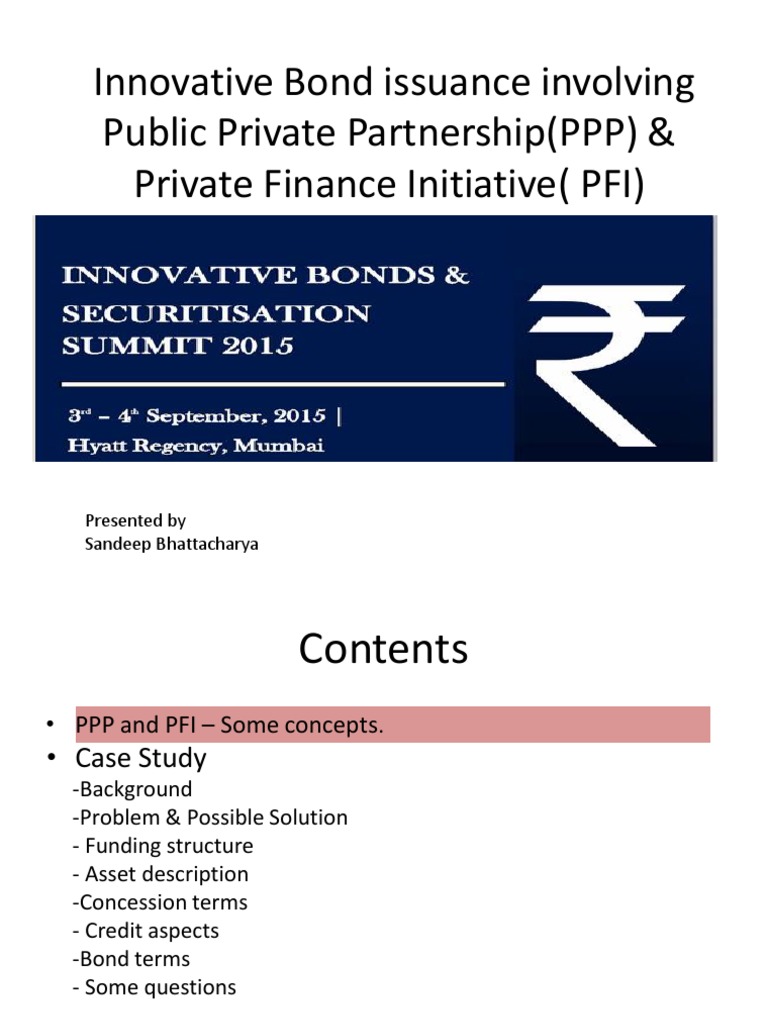 Innovative Bond Issuance Involving Public Private Partnership and ...