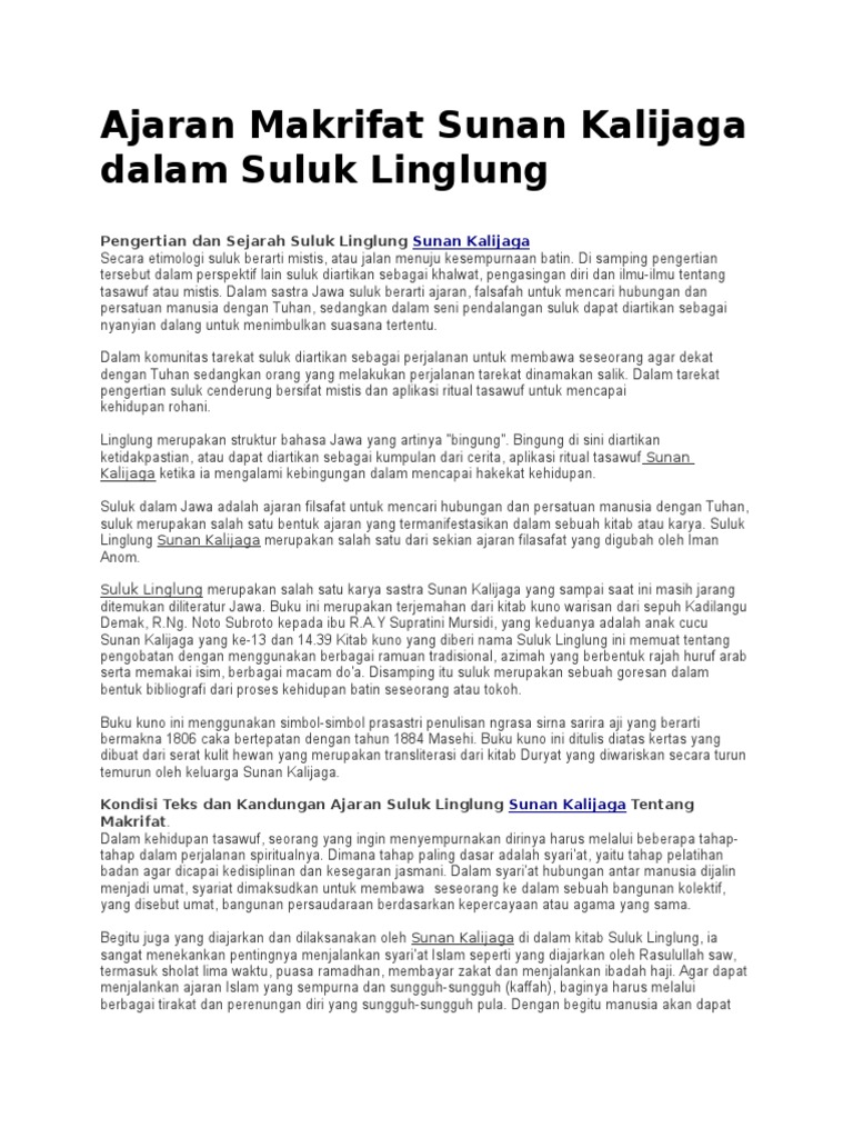 Ajaran Suluk Linglung Sunan Kalijaga | PDF
