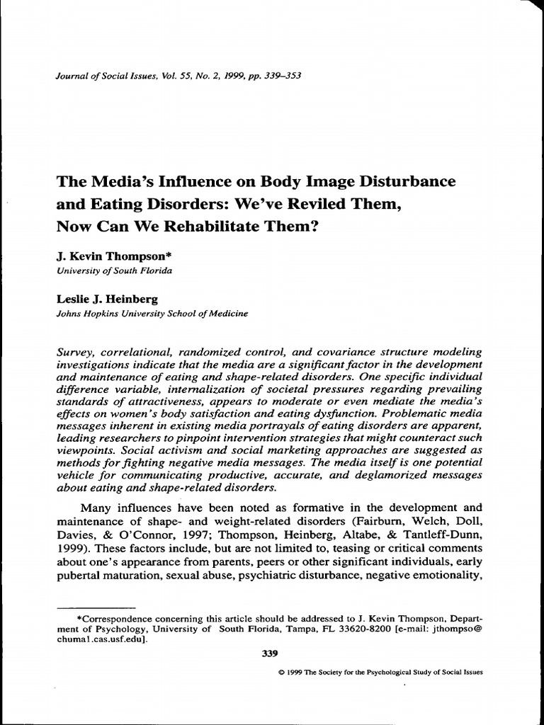 Media Influence | PDF | Body Image | Eating Disorder