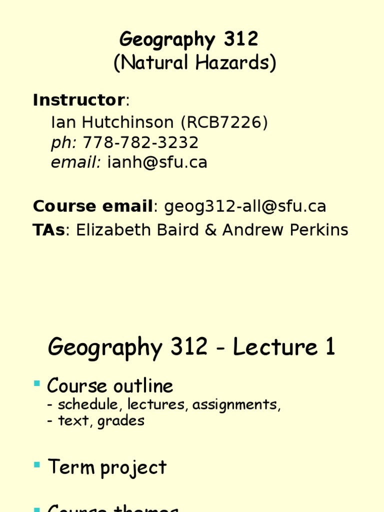 (Natural Hazards) : Geography 312 | PDF | Natural Hazards | Risk