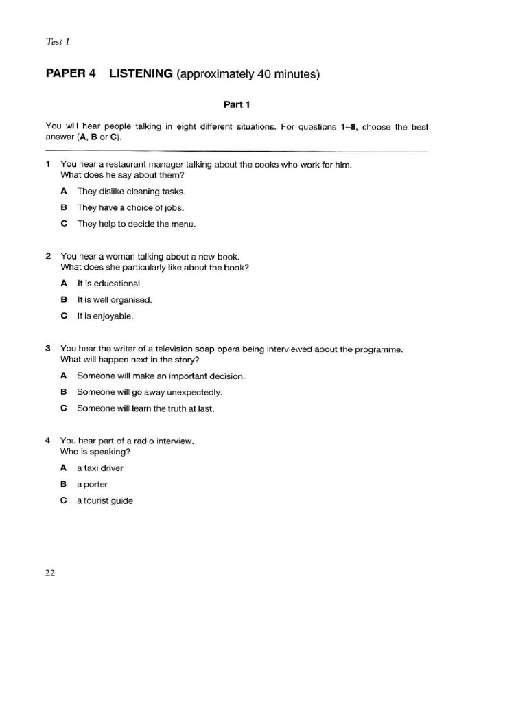 Test 1 Listening Part 1 | PDF
