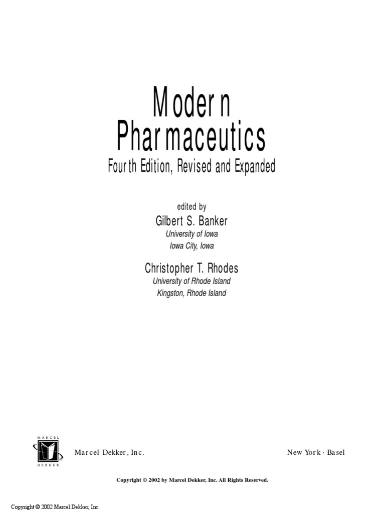 Banker Modern Pharmaceutics-4th Ed PDF | PDF