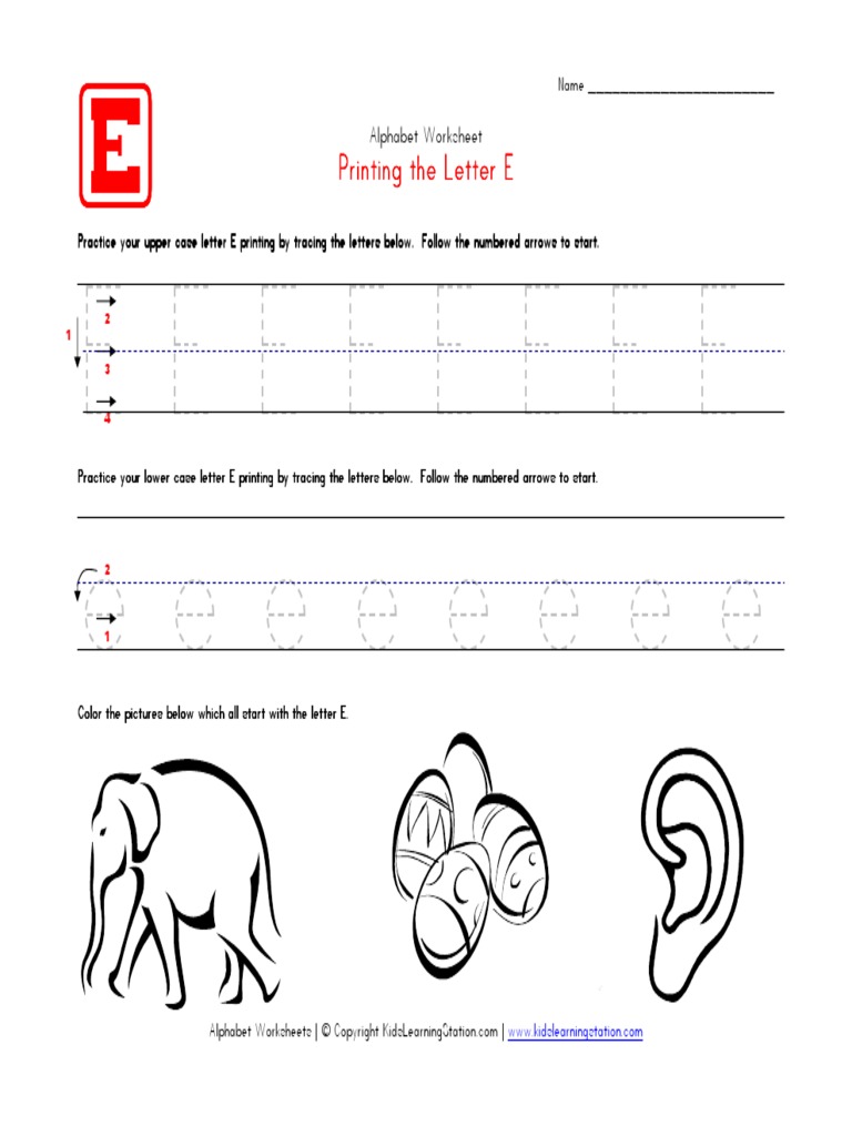 Traceable Alphabet Letter e | PDF