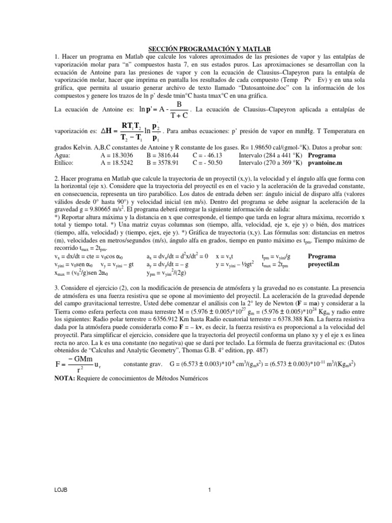 Sección Programación y Matlab | PDF | Gravedad | Aceleración