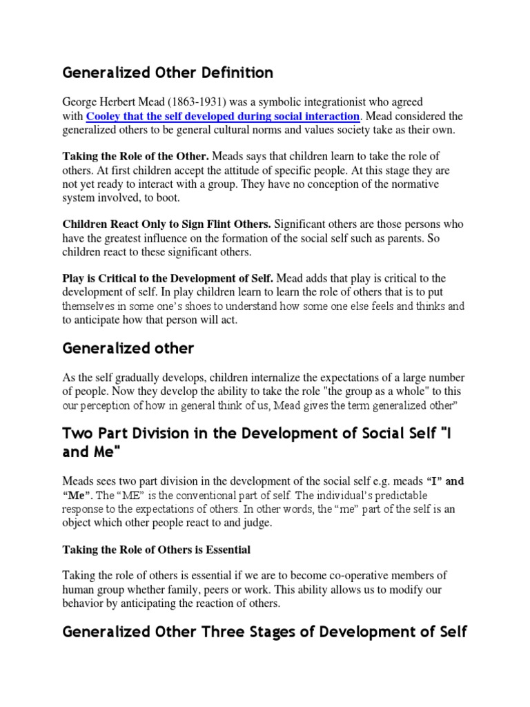 Generalized Other Definition.pdf | Self | Norm (Social)