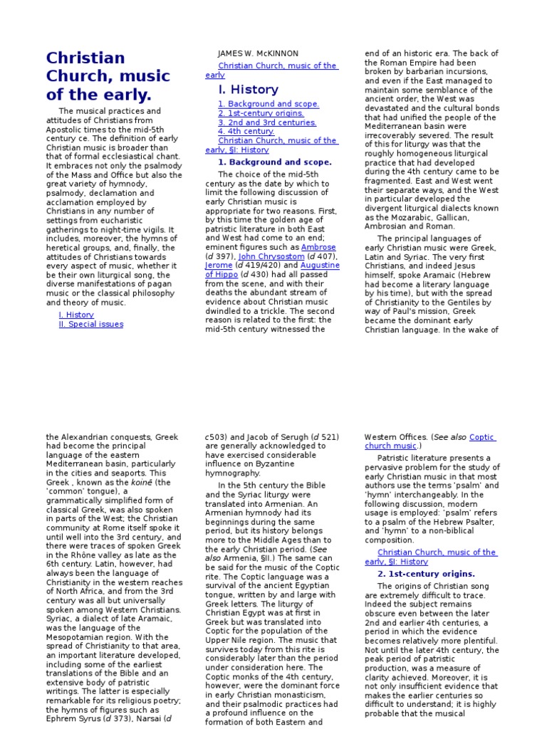 Early Christian Music History | PDF | Synagogue | Psalms