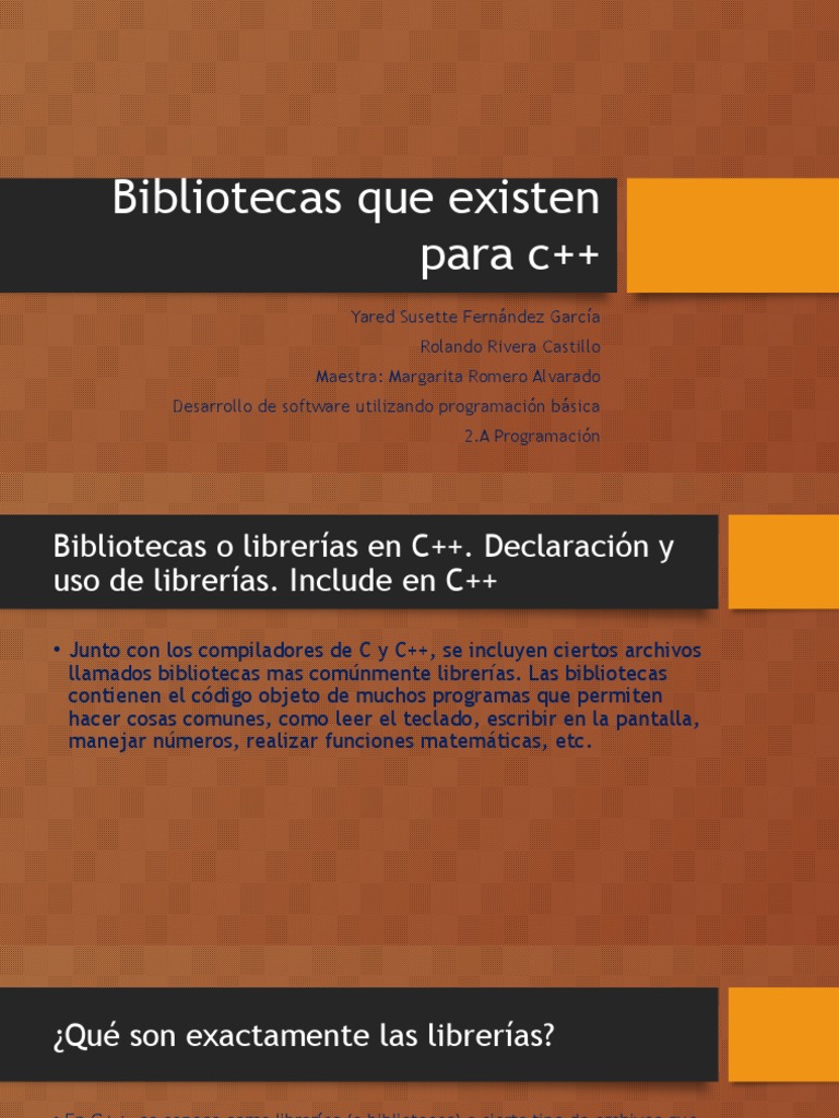 Bibliotecas Que Existen para C++ | PDF | C ++ | Tecnología digital