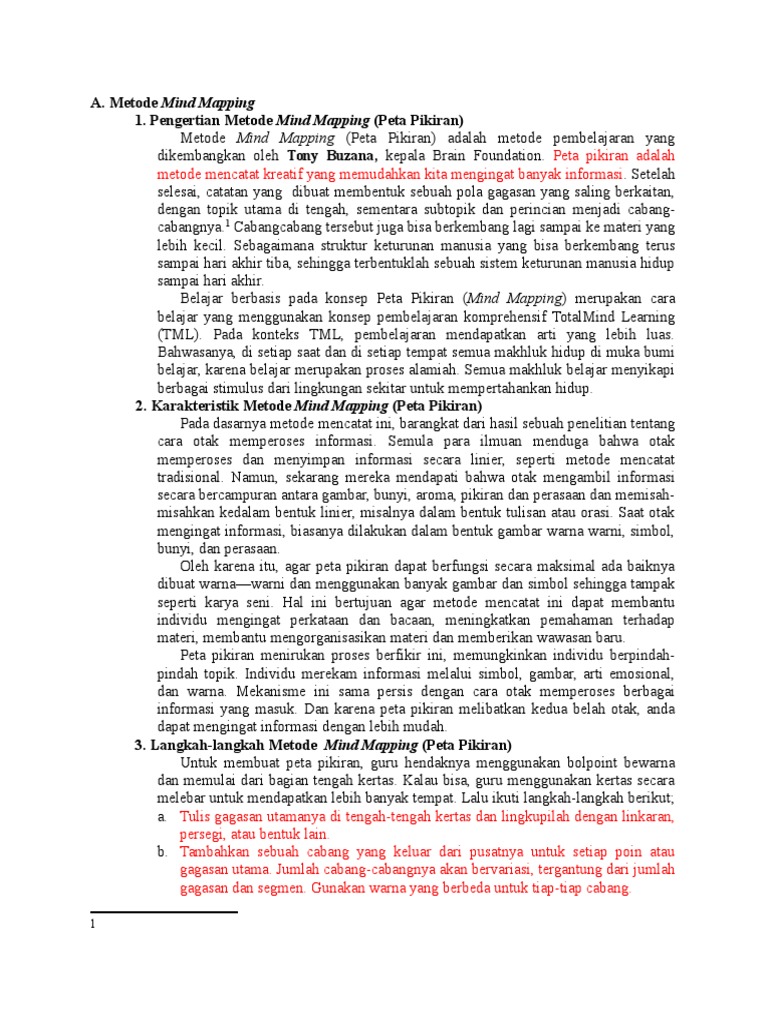 Metode dan Karakteristik Mind Mapping | PDF