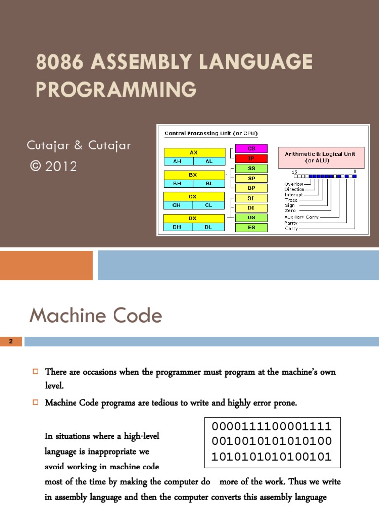 8086 Assembly Language Programming: Cutajar & Cutajar © 2012 | PDF | Subroutine | Binary Coded ...
