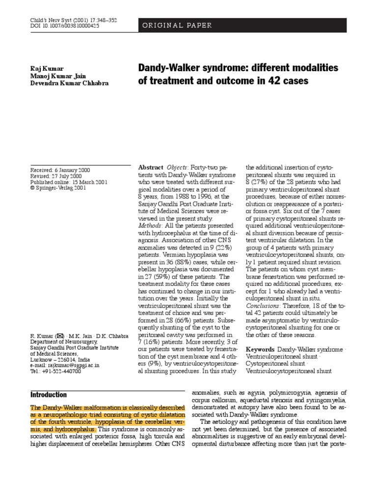 Dandy Walker Syndrome | PDF | Congenital Disorder | Neurology