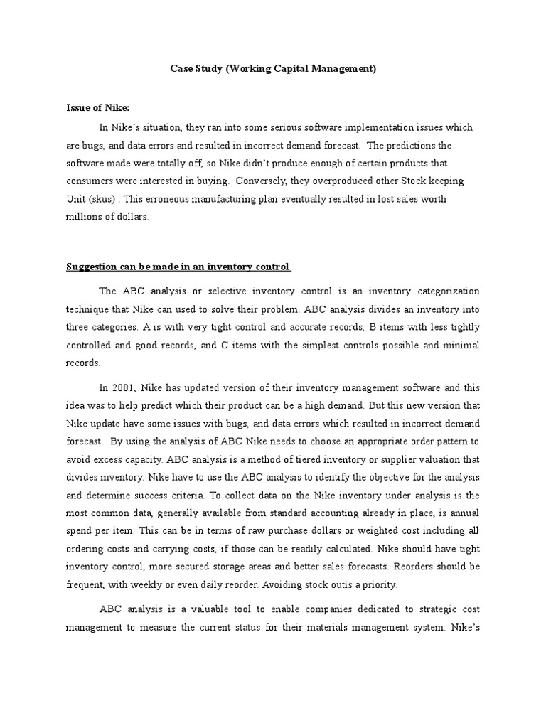Case Study Nike Method Inventory Control | PDF | Inventory | Supply ...