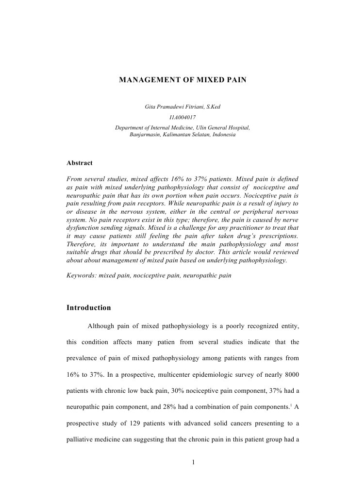Management of Mixed Pain | PDF | Analgesic | Pain