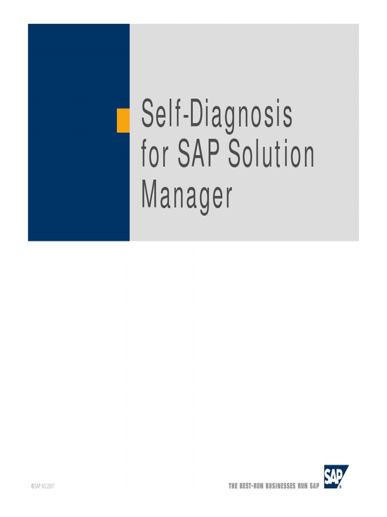 Self-Diagnosis For SAP Solution ManagerOverview | PDF | Ibm System I ...