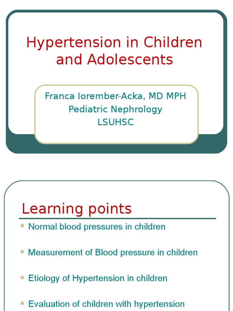 Hypertension in Children and Adolescents | PDF | Hypertension | Medical ...