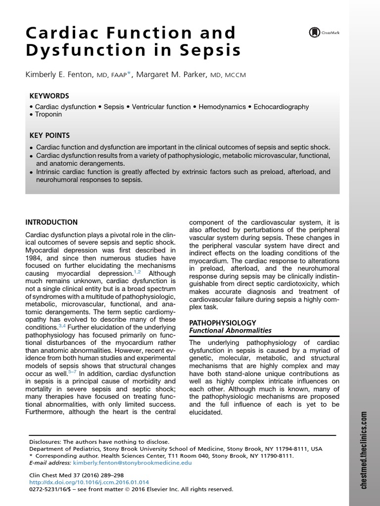 Cardiac Dysfunction in Sepsis Explained | PDF | Sepsis | Heart Failure