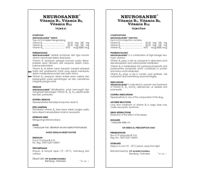 Insert NEUROSANBE Inj PDF | PDF