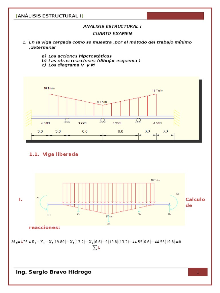 Práctica Calificada Análisis Estructural 2 - Trabajo Minimo | PDF