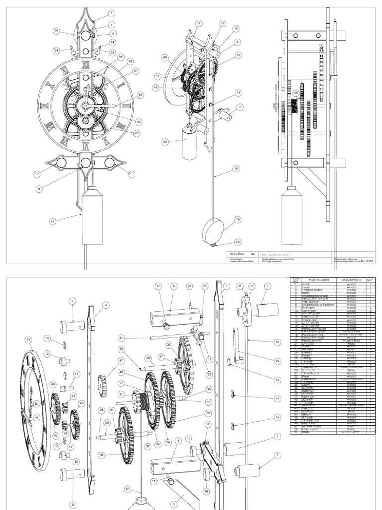 Wooden Clock Parts and Plans Guide | PDF | Pendulum | Gear