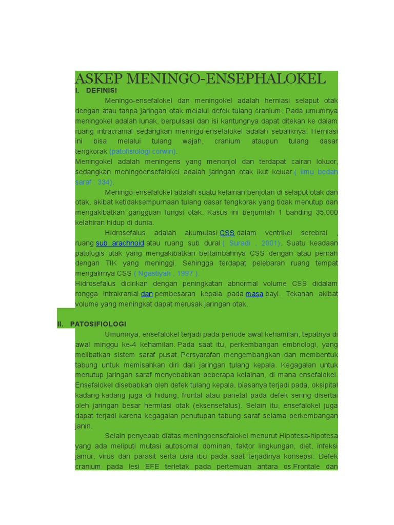 Panduan Meningo-Ensefalokel | PDF | Pengembangan Diri | Kesehatan Holistik