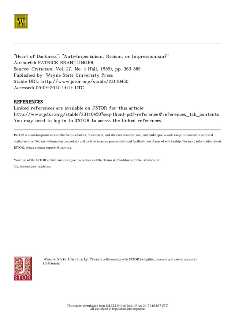 Achebi On Heart of Darkness | PDF | Heart Of Darkness | Kurtz (Heart Of ...