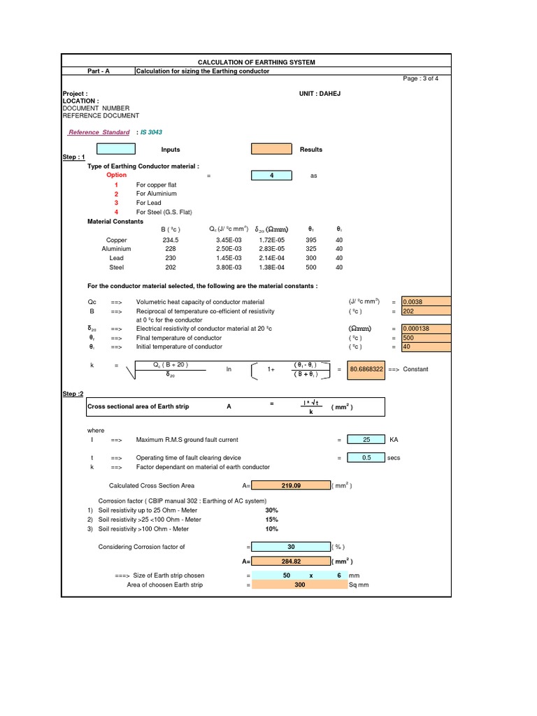 Earthing Calculation | PDF | Electrical Resistivity And Conductivity | Electrical Resistance And ...