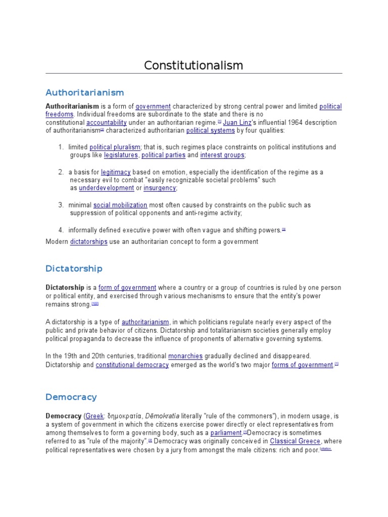 Constitutionalism: Authoritarianism | PDF | Leninism | United States ...