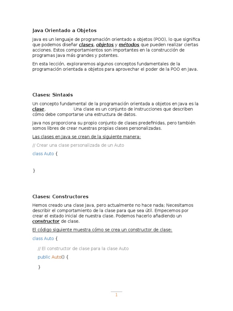 Introducción a la programación orientada a objetos en Java | PDF | Programación orientada a ...
