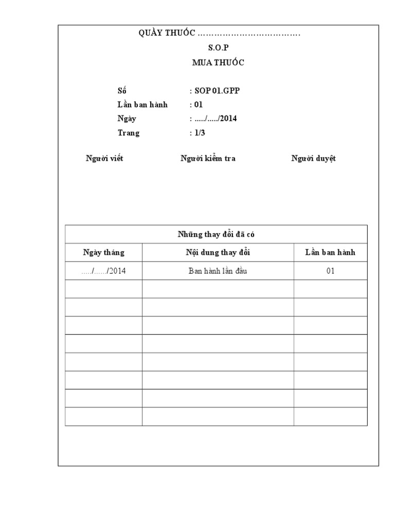 Các Quy Trình SOP ABC | PDF