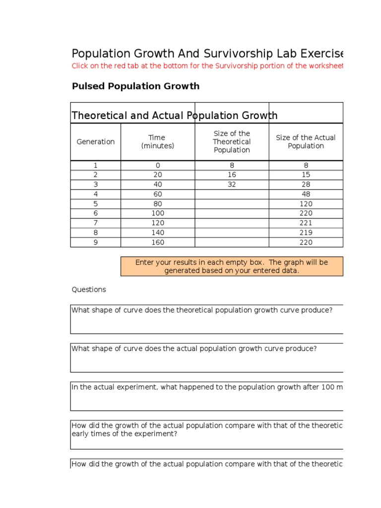 Bio Lab 20 Population Growth and Survivorship Worksheet No Bubbles 1 ...