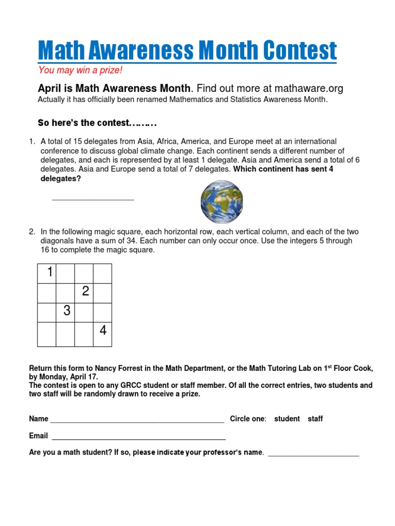 Math Awareness Contest 2017 | PDF | Finance & Money Management ...