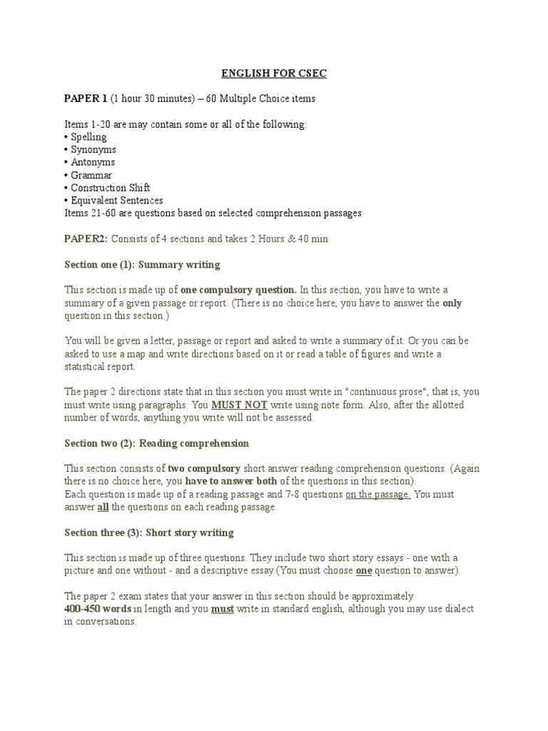 Csec English Guide | PDF | Question | Test (Assessment)