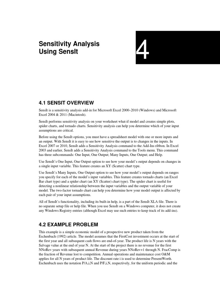 Sensitivity Analysis with SensIt in Excel | PDF | Sensitivity Analysis ...