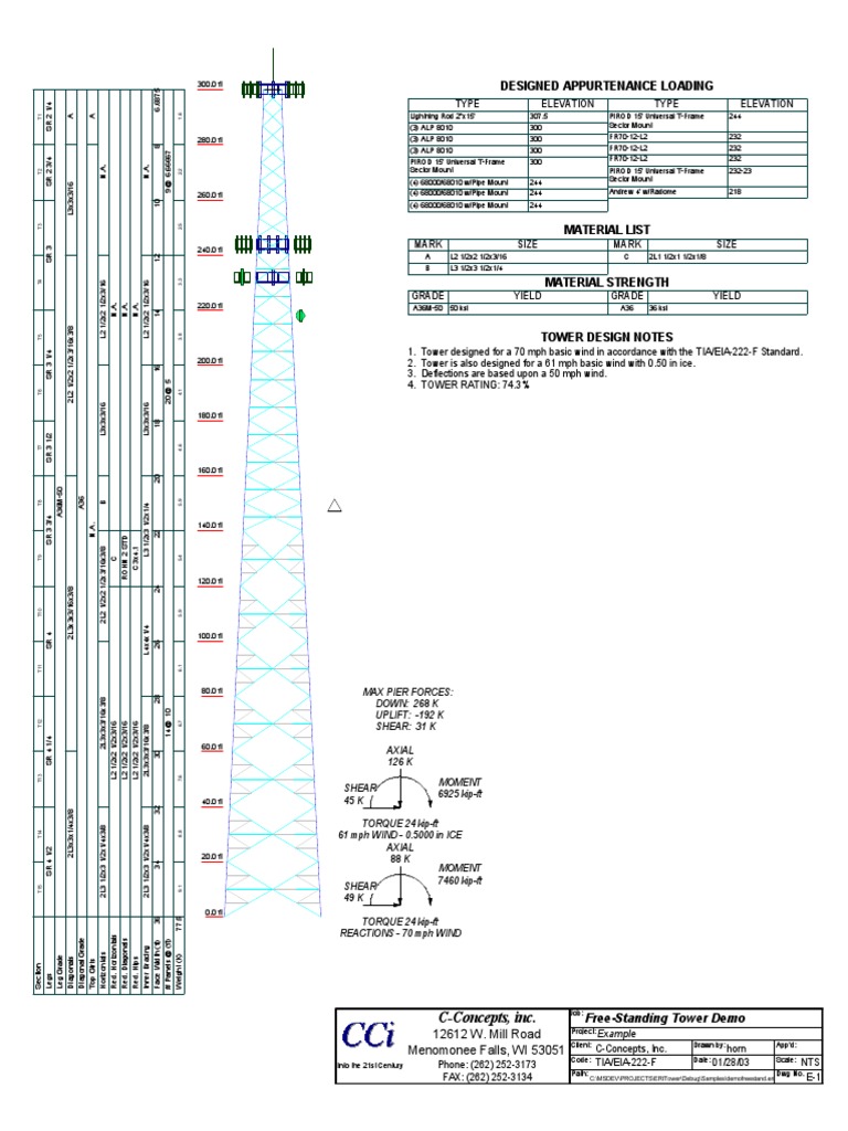 Design and Loading Specifications for a Telecommunications Tower | PDF ...