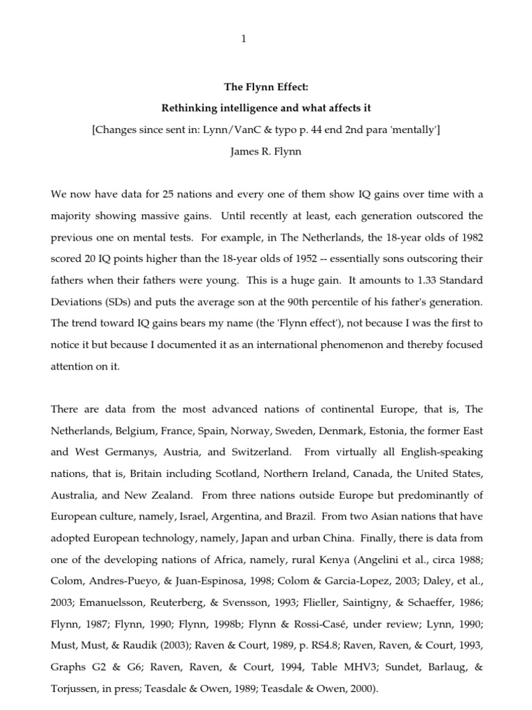 The Flynn Effect: Rethinking Intelligence and What Affects It by James ...