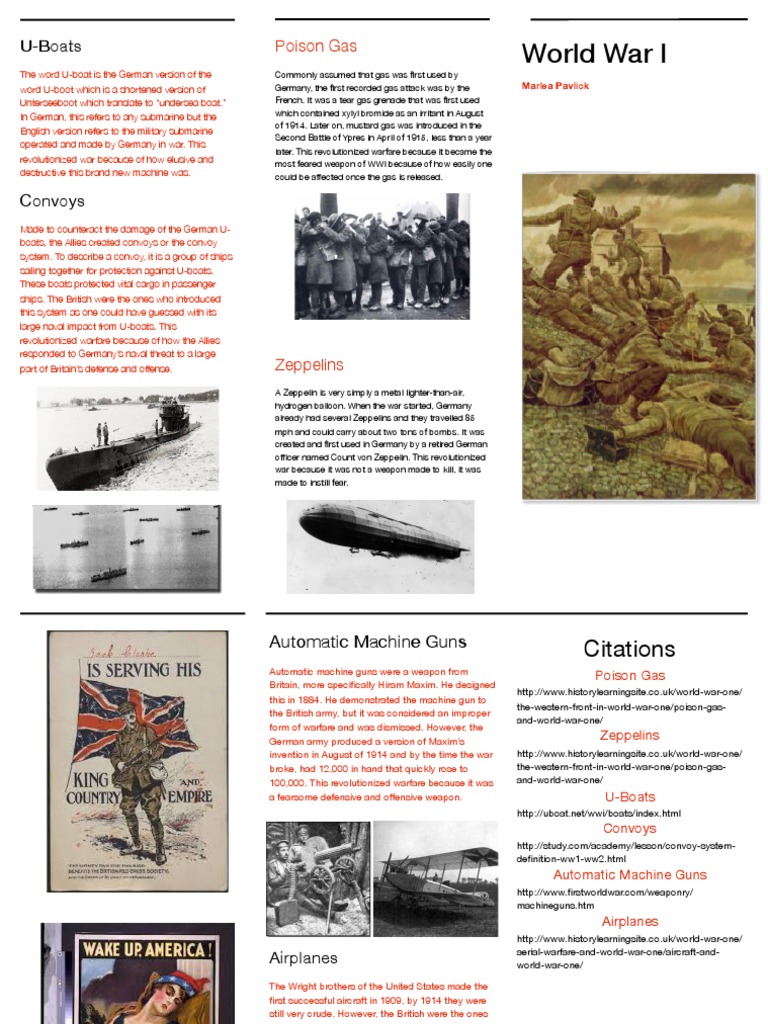 10 7 Wwi Technology Brochure | PDF | U Boats | Chemical Warfare