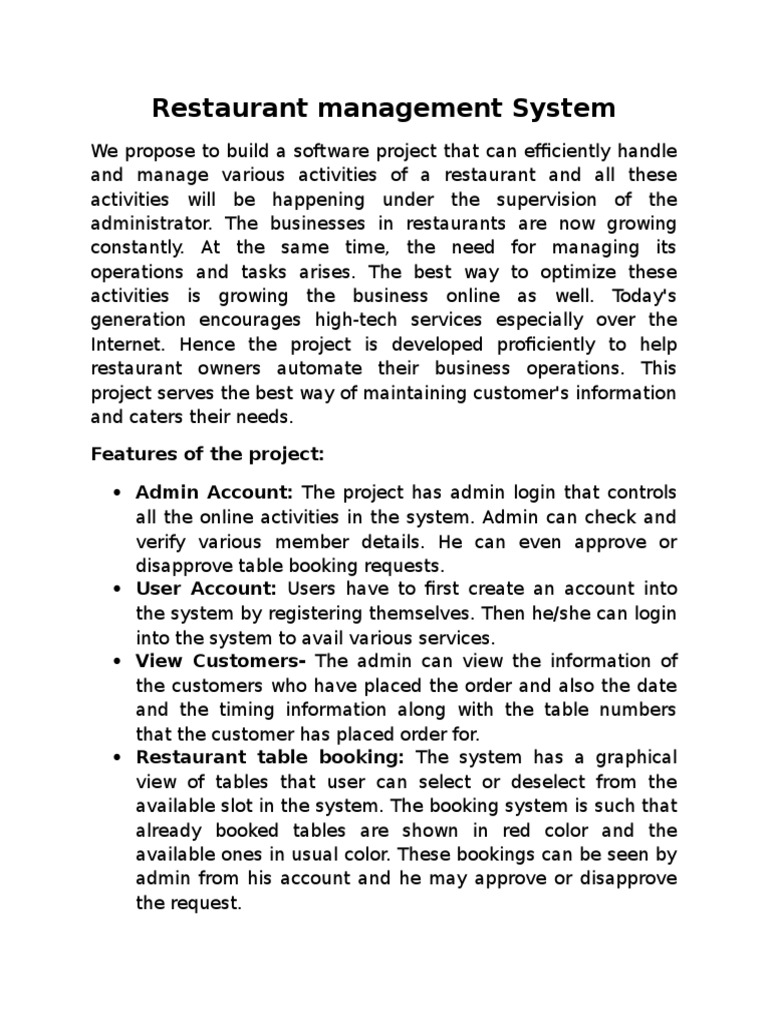 Restaurant Management System | PDF | User (Computing) | Application ...