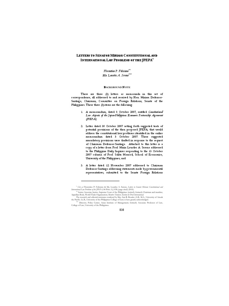 Feliciano On Jpepa | PDF | Treaty | United States Congress